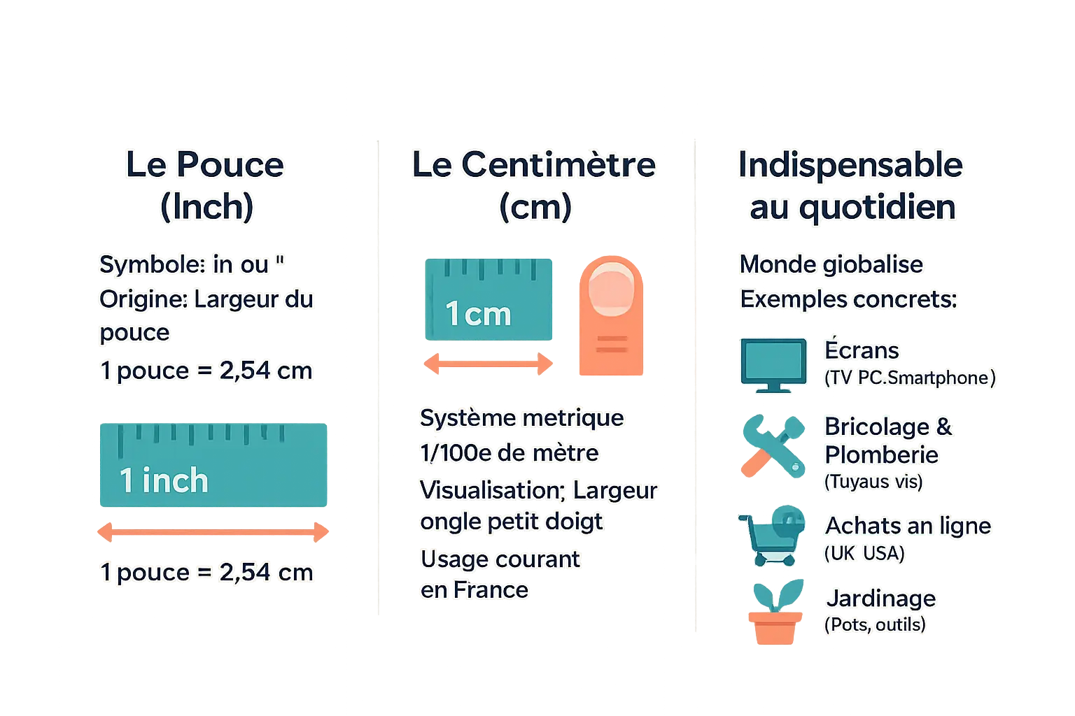 ᐅ Convertisseur de pouces en cm : tableau de conversion & calcul - ICOM