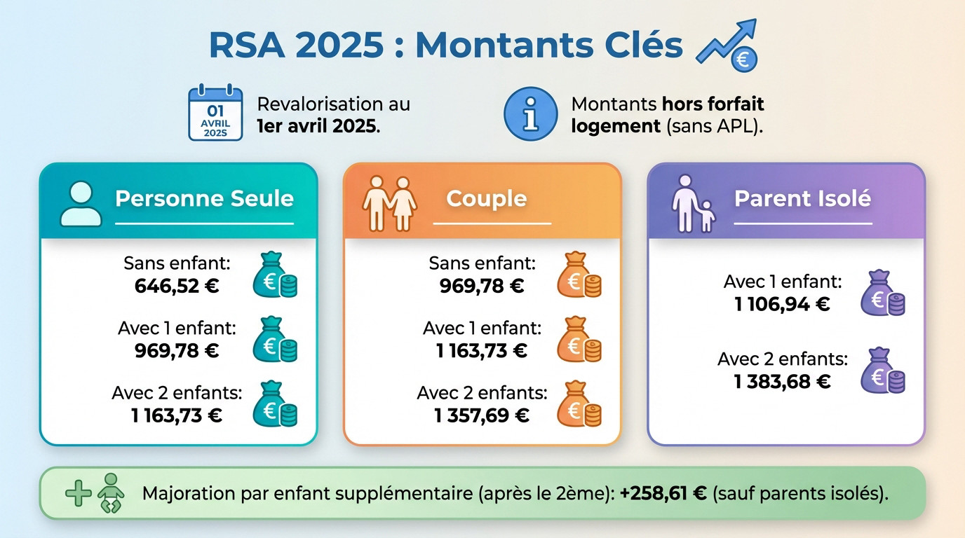 Montant RSA 2025 | Barèmes et calcul complet