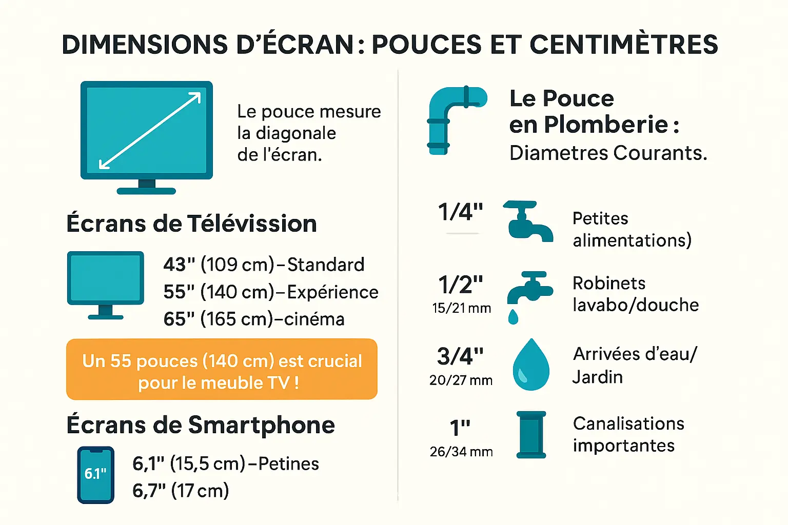 ᐅ Convertisseur de pouces en cm : tableau de conversion & calcul - ICOM