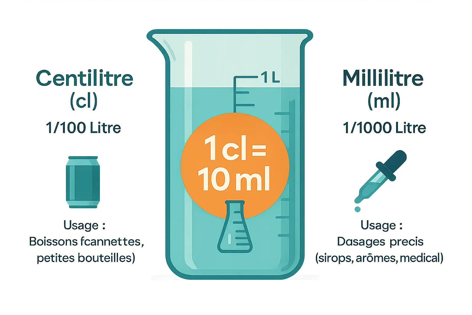 ᐅ Convertisseur Centilitres (cl) en Millilitres (ml) : tableau de ...