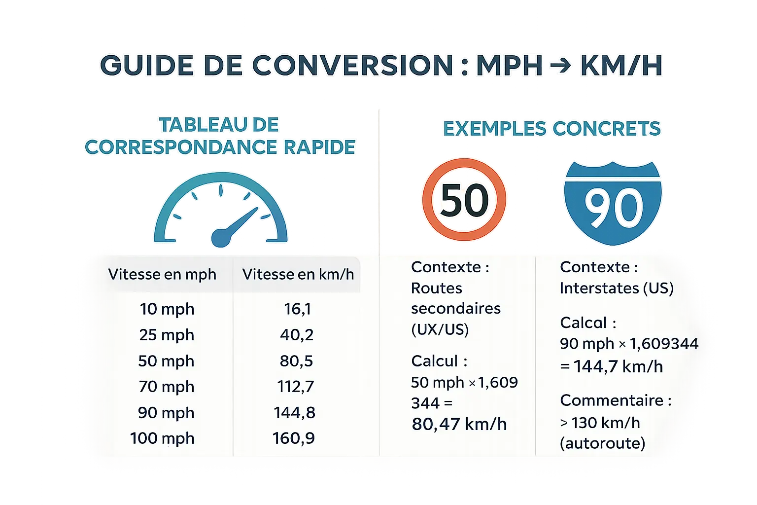 ᐅ Convertisseur de mph en km/h : tableau de conversion & calcul - ICOM