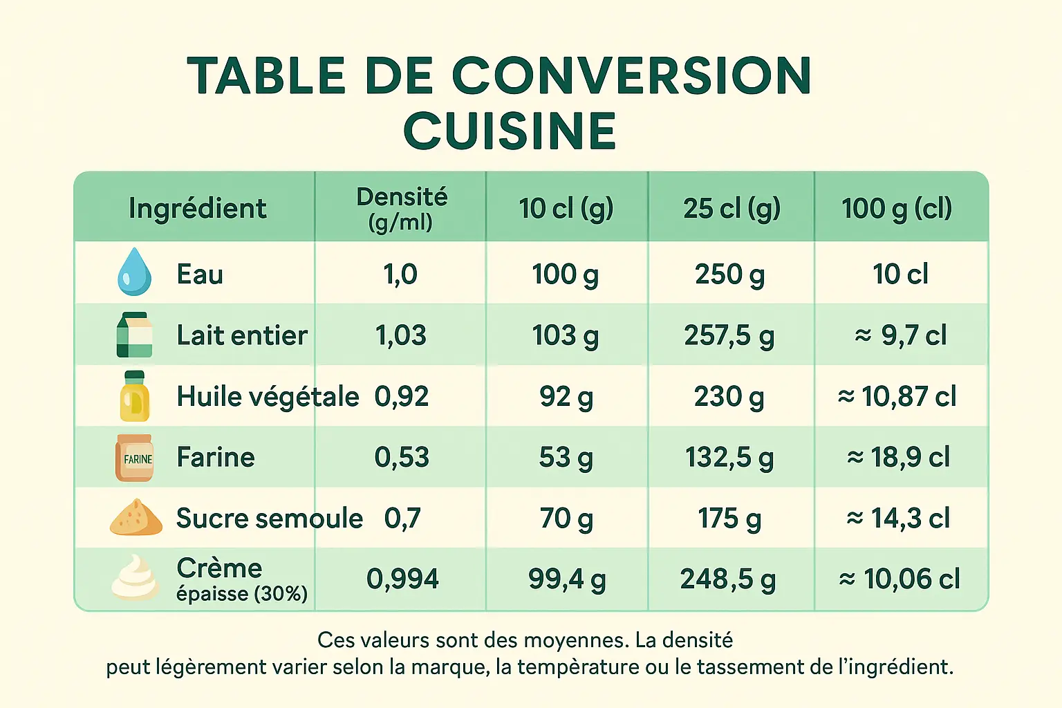 ᐅ Convertisseur de grammes en centilitres : tableau de conversion & calcul - ICCGOV